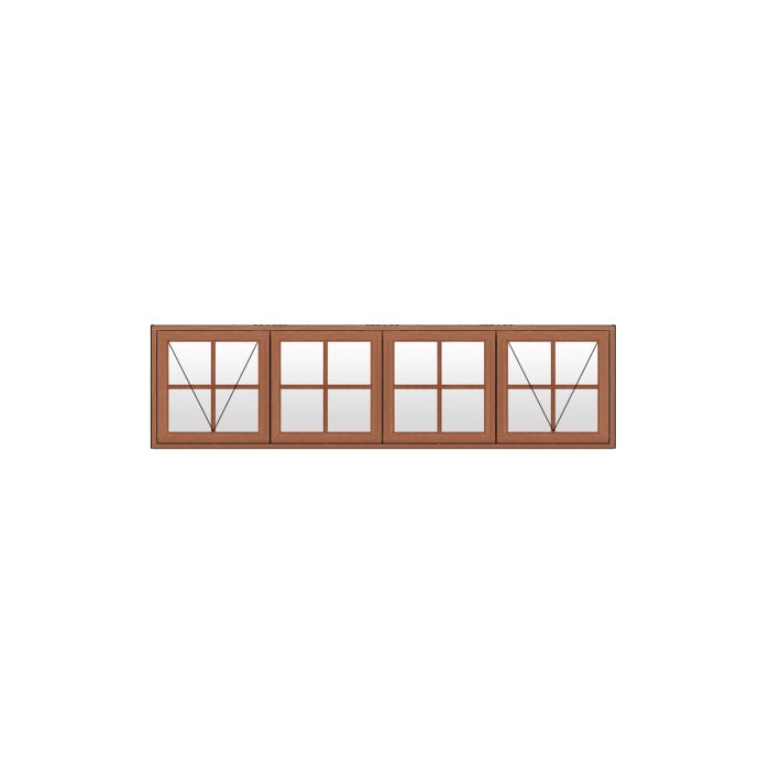 Cottage Pane Top Hung Wooden Window 2265 x 600
