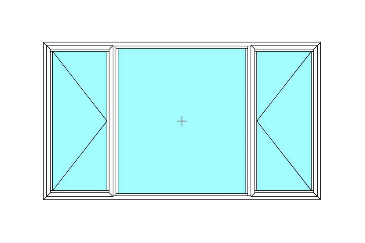 Aluminium Window - Two Side Hung Windows and Fixed Field 2090mm x 1190mm