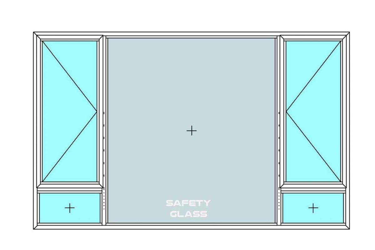 Aluminium Window - Two Side Hung Windows and Three Fixed Fields 2390mm ...