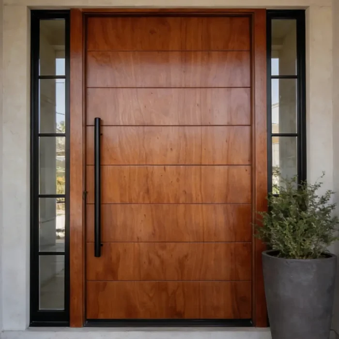 8 Horizontal Slats Engineered Wooden Pivot Door 1200x2032