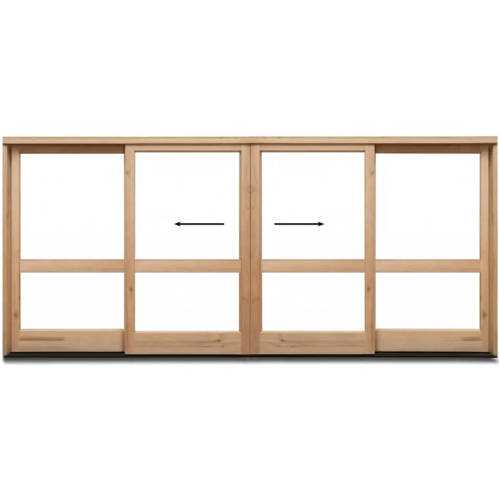 4800 Wooden Sliding Door - Centre Opening - Two Pane Glass